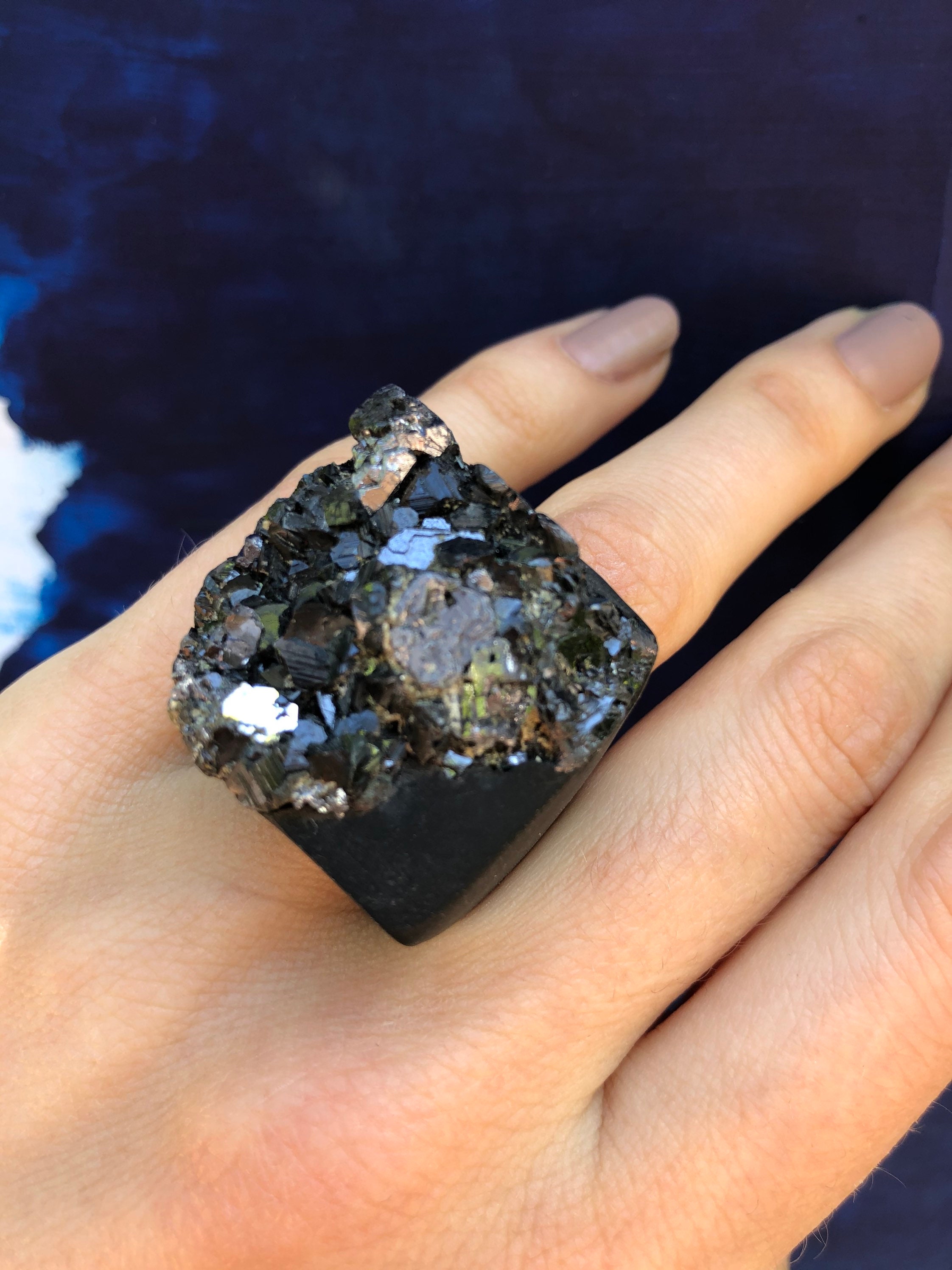 Black Galena Mystical Ring Raw Geometric Gemstone Modern Bold | Etsy