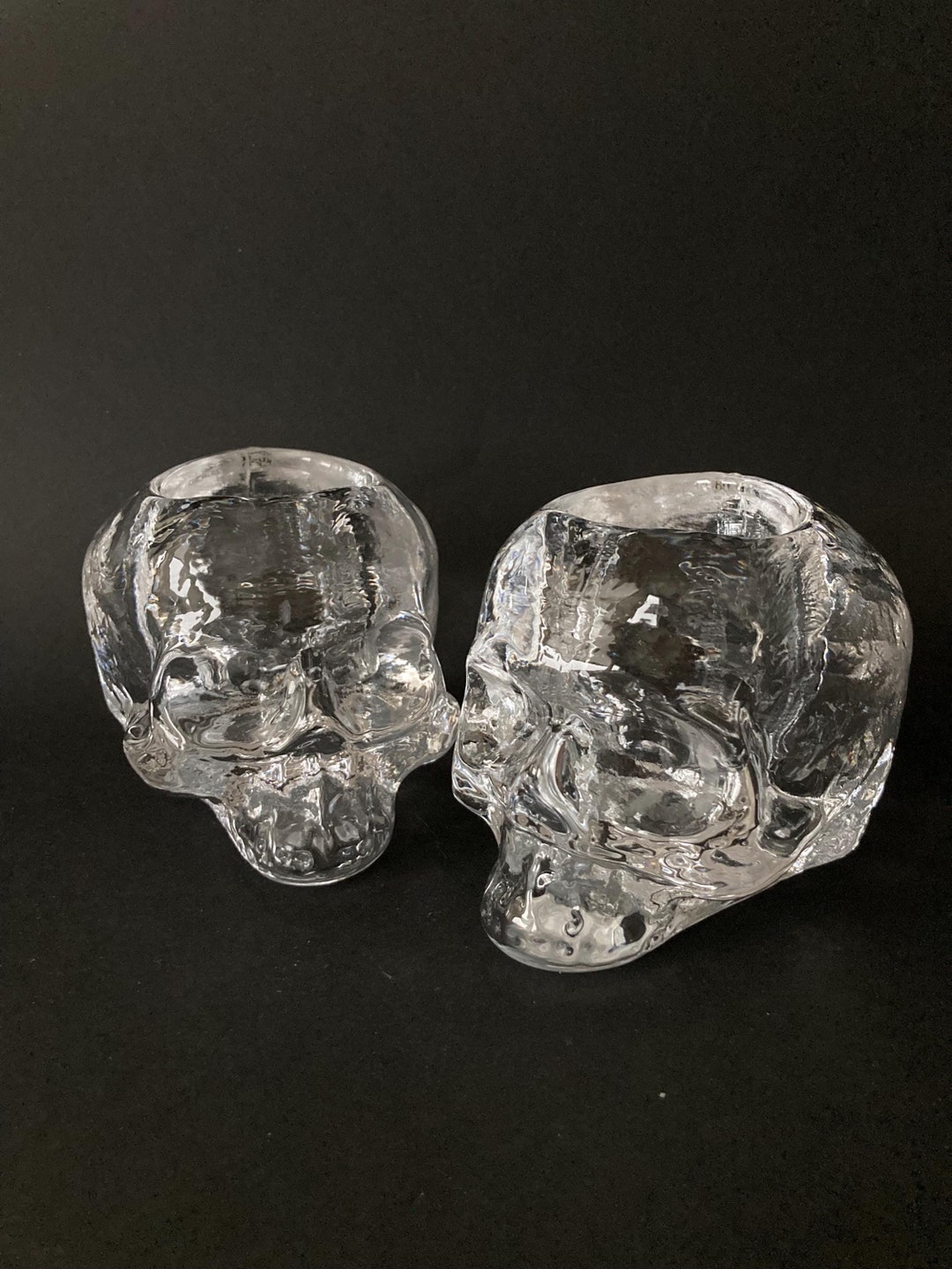 KOSTA BODA Still Life, Set of 2 Glass Skull Candle Holders, Design ...