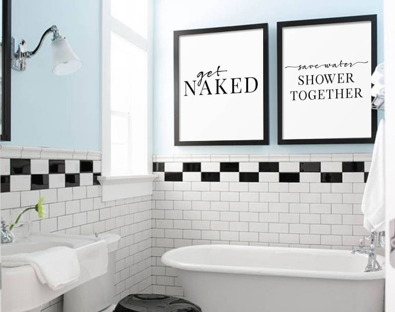 Funny Bathroom Decor Save Water Shower Together Bathroom Etsy
