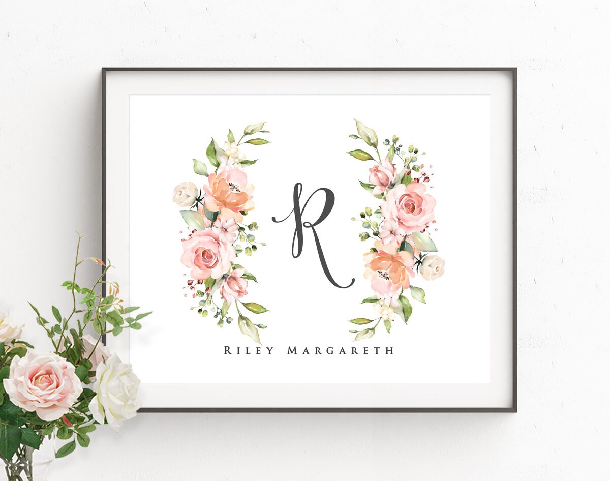 Floral Monogram Personalized Monogram R Custom Letter | Etsy