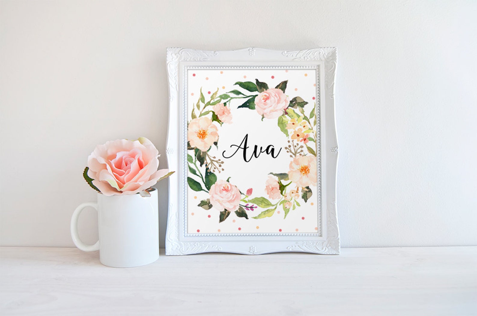 Floral Name Print Ava Name Nursery Ava Decor Baby Girl Name | Etsy