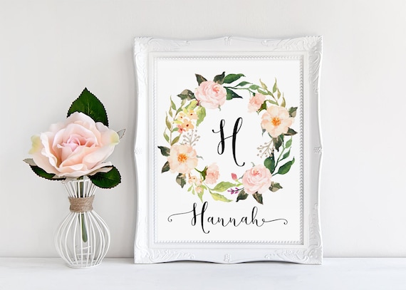 Baby Name Sign Hannah Nursery Name Decor Baby Girl Initial | Etsy