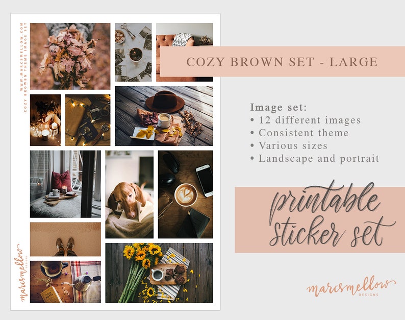 Cozy Brown Fall Autumn Themed Journal Printable Image Stickers | Etsy