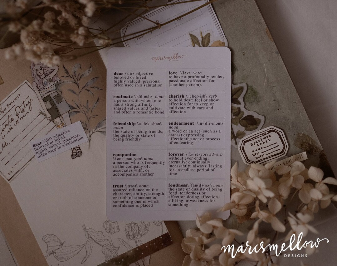 Dearest Dictionary Definition Sticker Sheet for Journaling - Etsy Australia