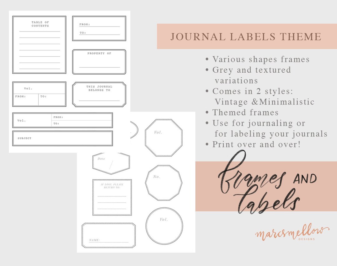 Journal Labels Set Printable Stickers, Perfect for Your Bullet Journal ...