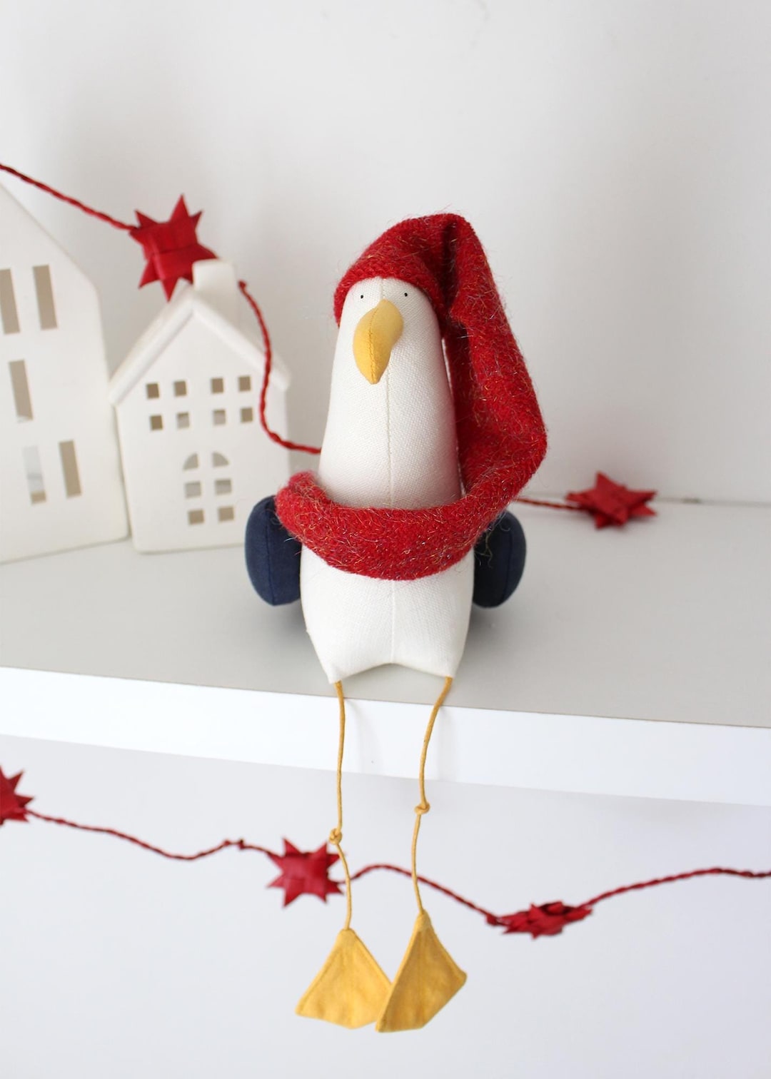 Seagull Santa Hat Decor, Christmas Gift, Seagull With Gnome Hat ...