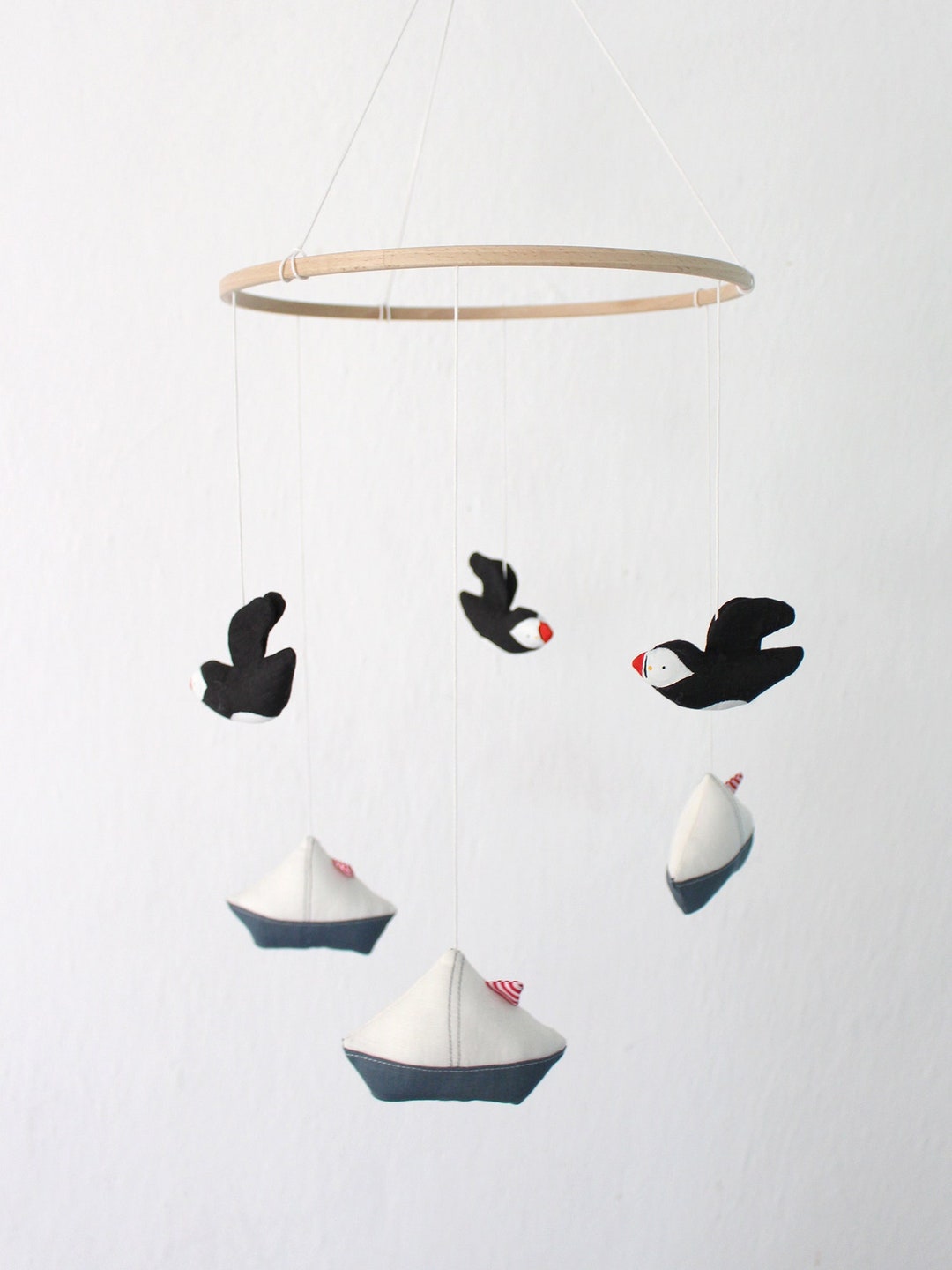 Puffin Mobile With Boats, Nautical Decor, Boats Mobile, Puffin Mobile ...