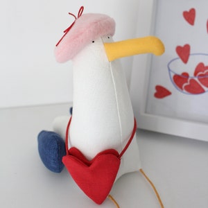 Seagull With Heart Bag and Beret, Engagement Gift, Valentine Gifts for ...