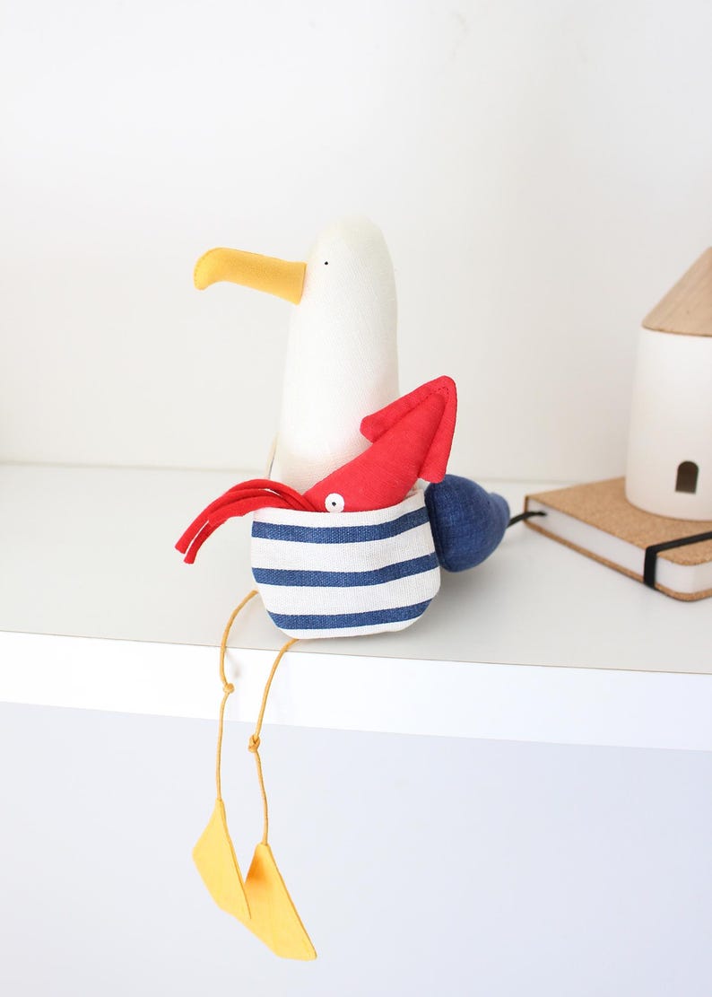 Seagull With Bag and Squid, Collectible Toy, Seagull Mine, Seagull Toy ...