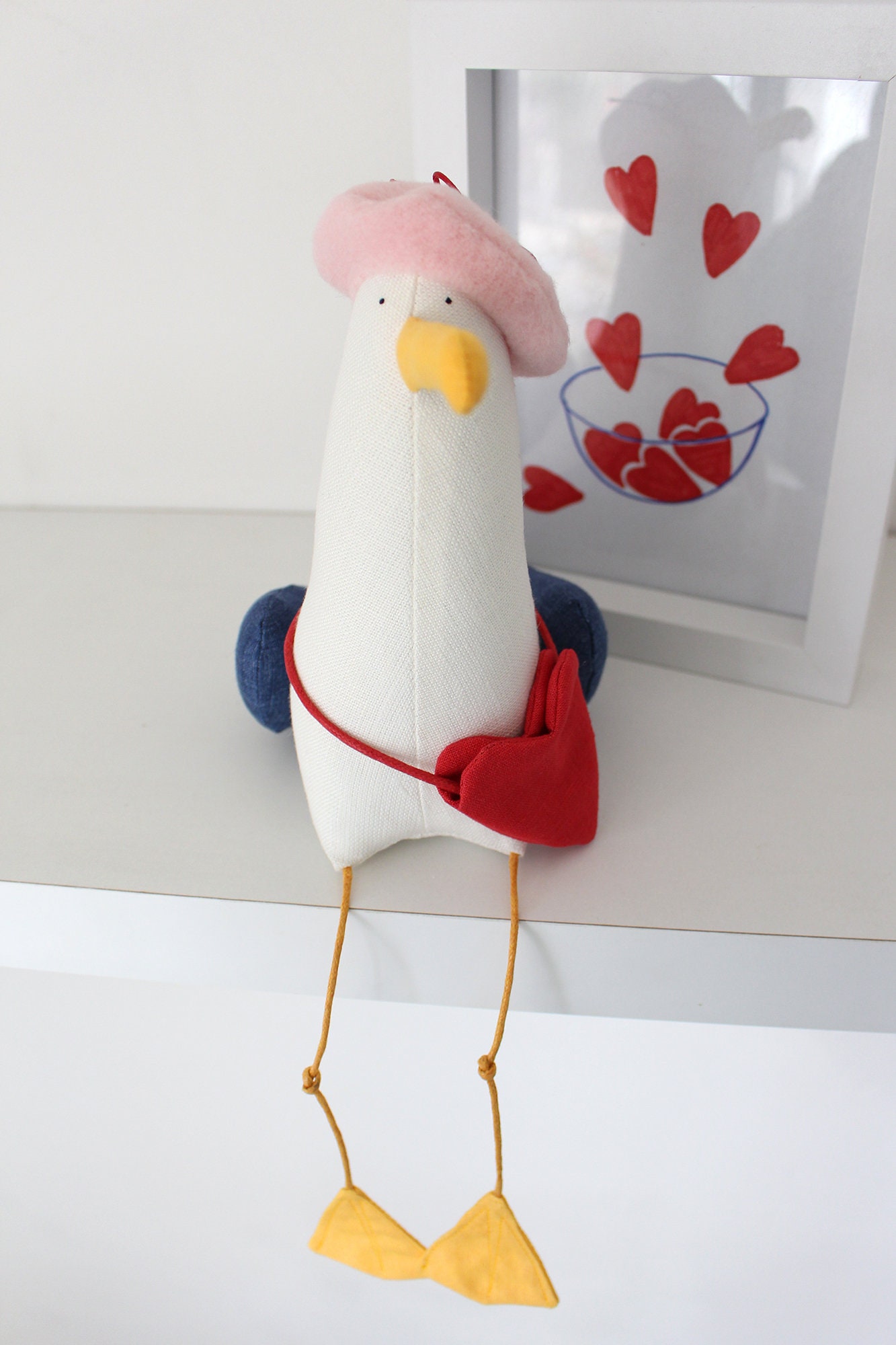 Seagull With Heart Bag and Beret, Engagement Gift, Valentine Gifts for ...