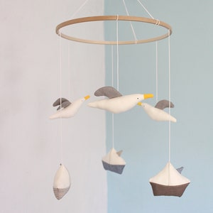 Seagull Mobile With Boats, Nautical Decor, Boats Mobile, Seagull Mobile ...