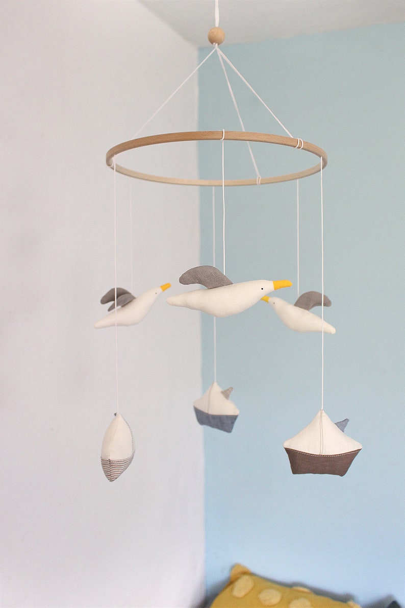 Seagull Mobile With Boats, Nautical Decor, Boats Mobile, Seagull Mobile ...