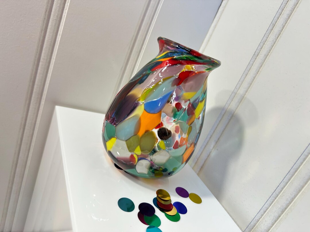 Rainbow Glass Vase, Made in Canada, Glass Art, Handmade, Glassblowing ...