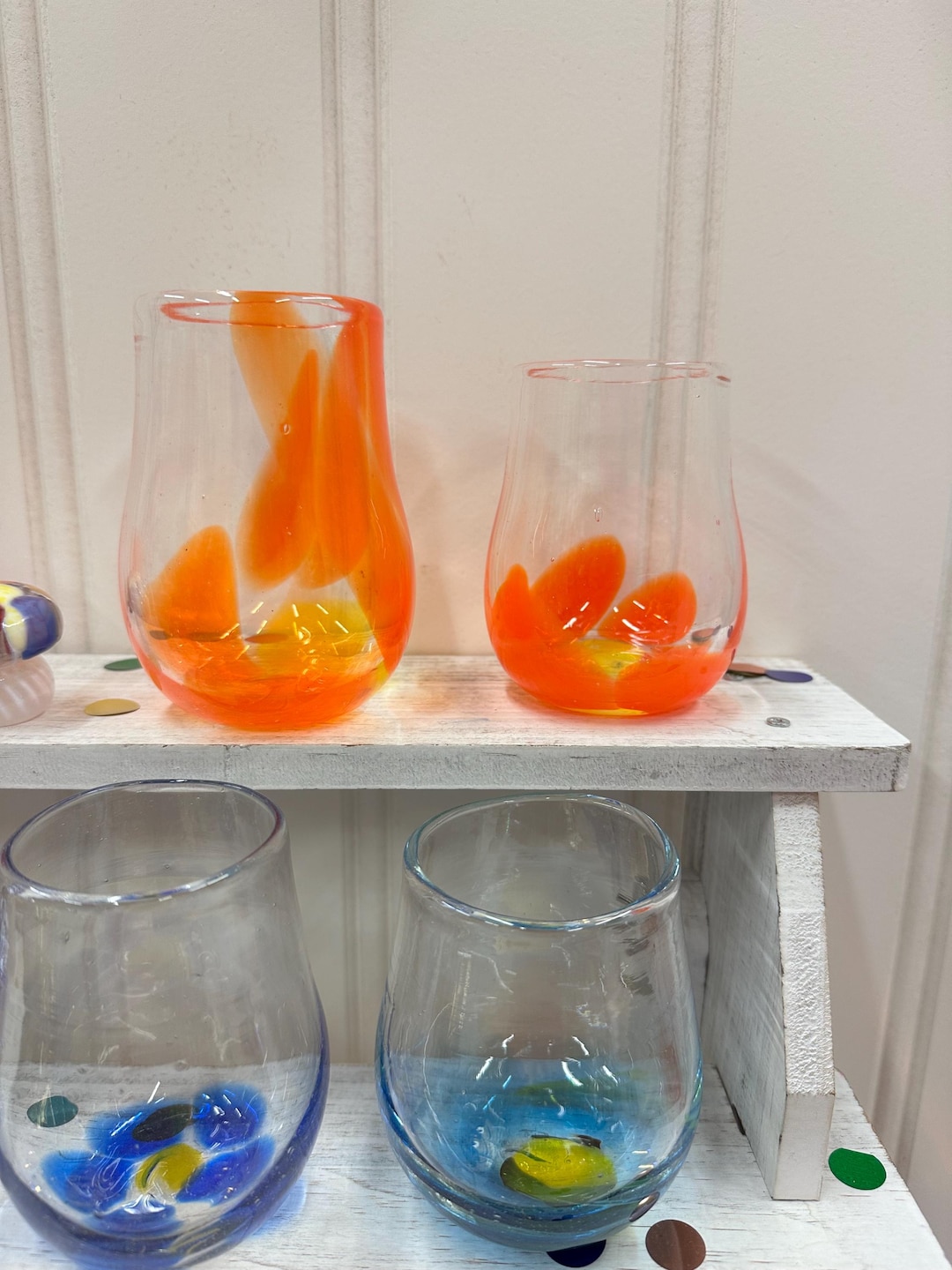 Orange Drinking Glasses, Glass Art, Handmade, Glassblowing, Tumbler ...