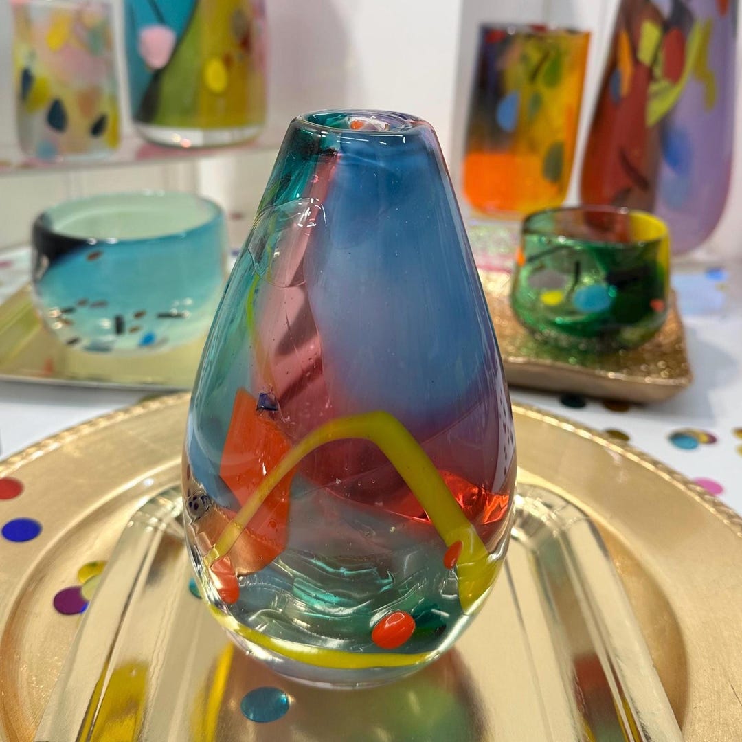Rainbow Vase, Made in Canada, Glass Art, Glassblowing, Handmade - Etsy