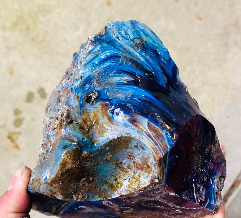 Raw Blue Slag Glass Jewelry Material de joyería áspera A | Etsy