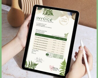 Smart Business Invoice Canva Template: Ferns Brown, Landscape Design ...