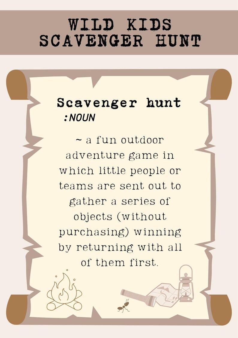 Nature Scavenger Hunt Outdoor Camping Activity Game for Kids Bundle (8 ...