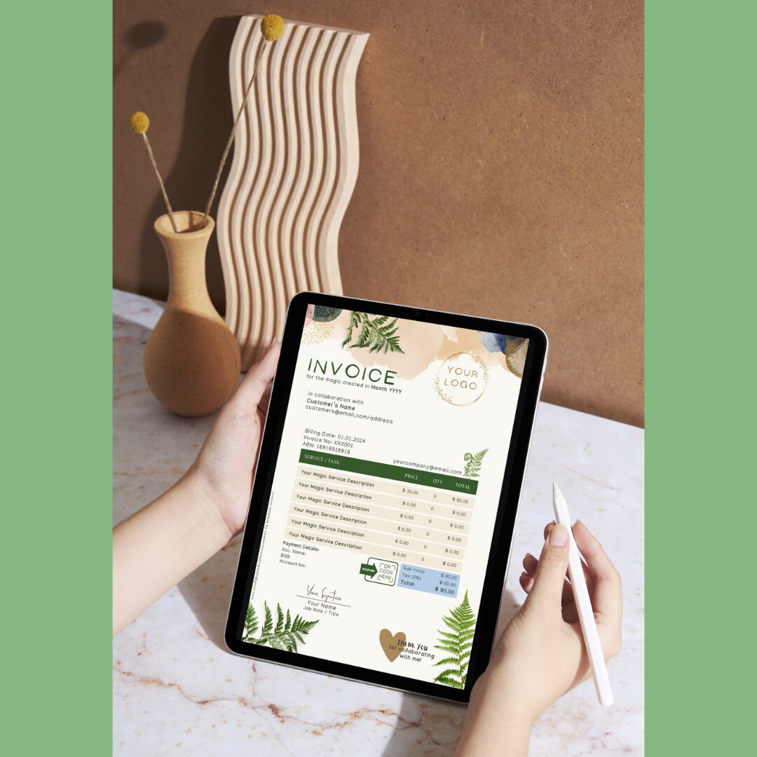 Business Invoice Canva Template Download PDF Form Brown Ferns ...