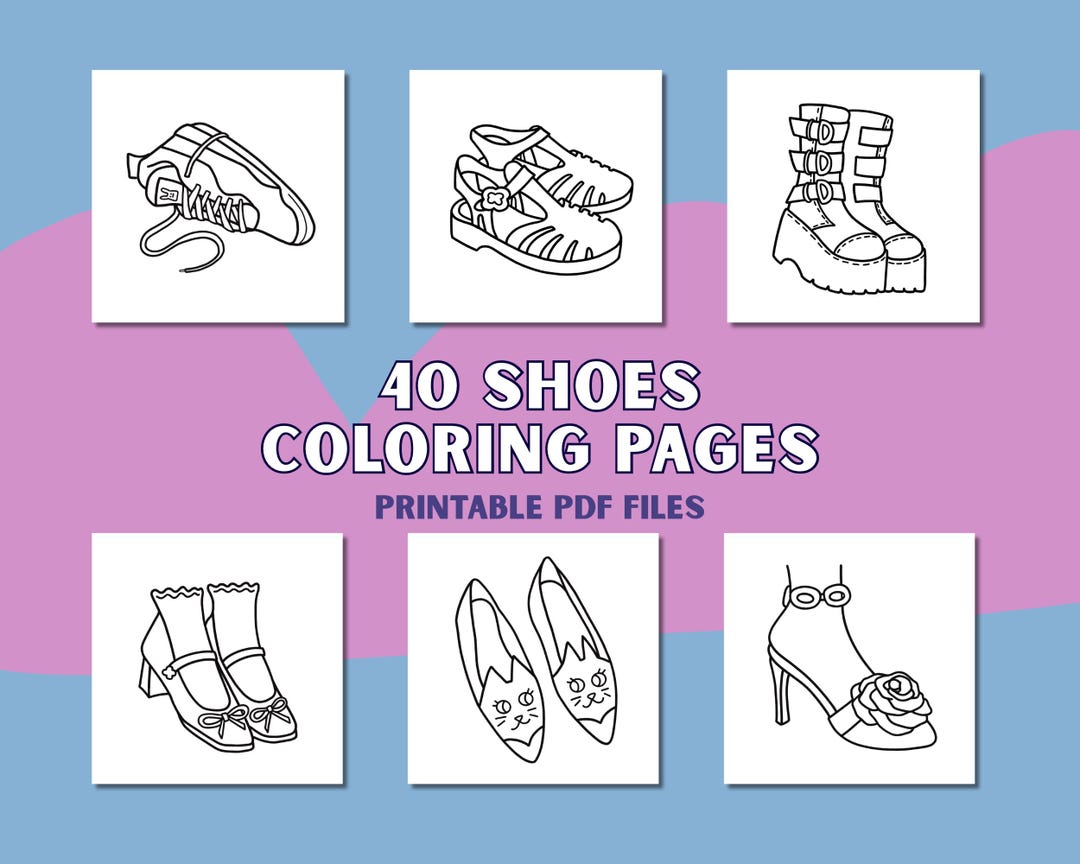 Y2K and 90’s Shoes Coloring Pages, Digital Download Coloring, Relaxing ...