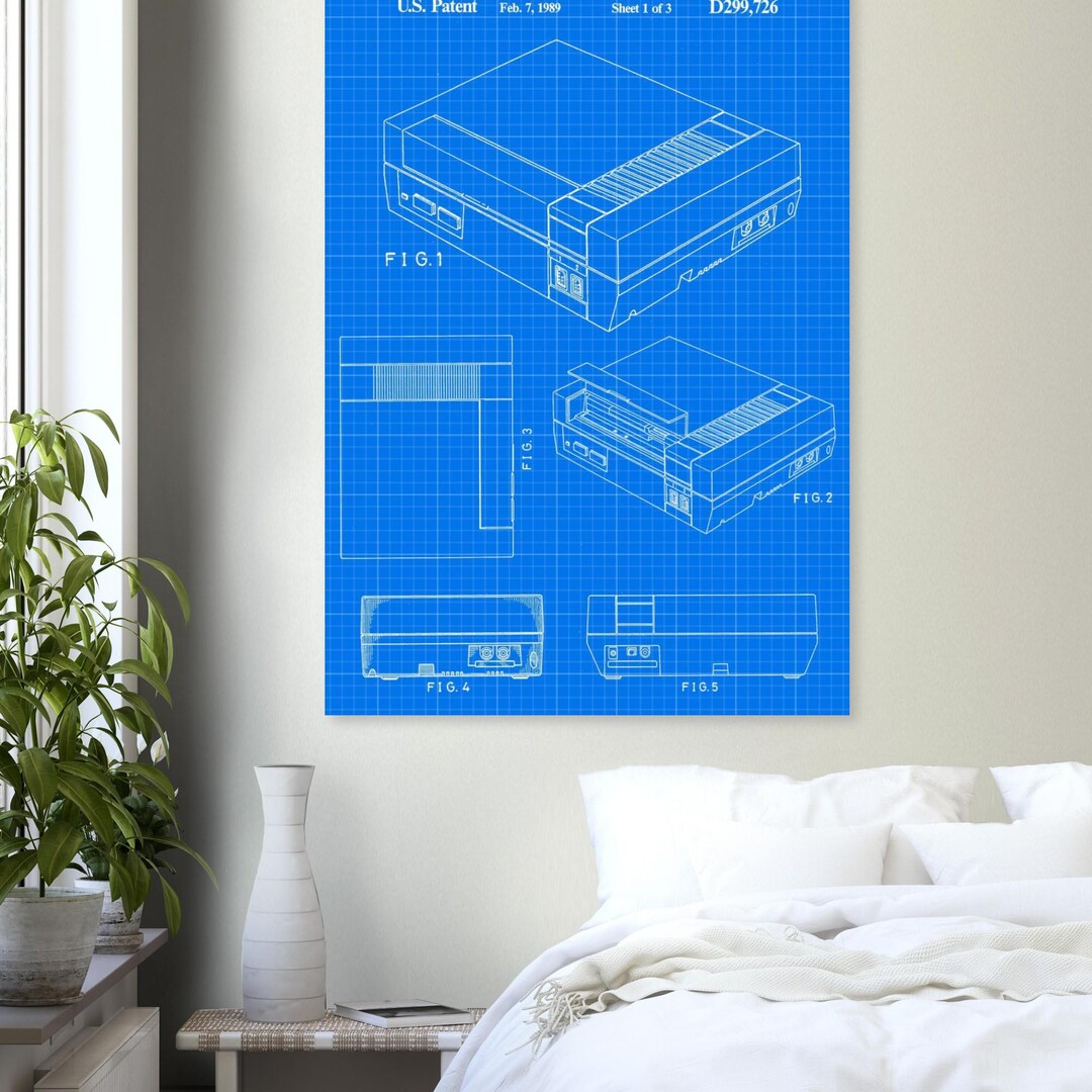 NES Console Blueprint Poster - Retro Gaming Patent Art - Nintendo Wall ...