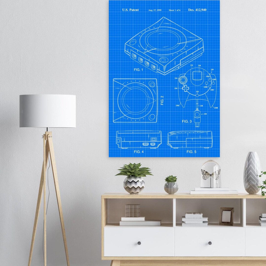 Sega Dreamcast Patent Blueprint Poster – Retro Gaming Wall Art, Classic ...