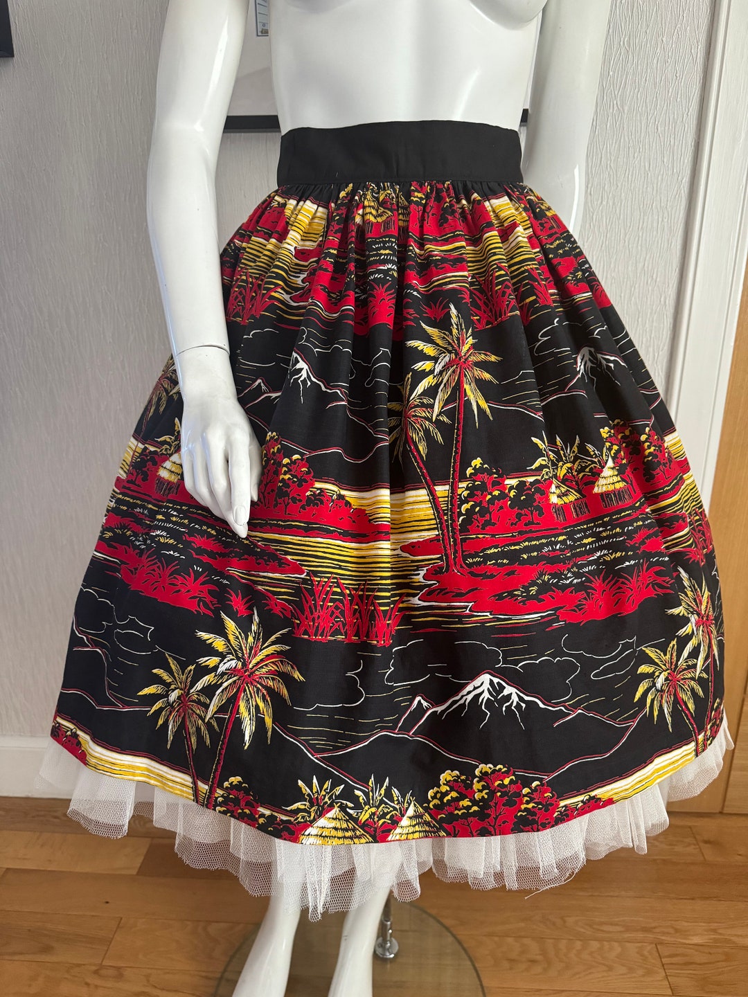 Original 1950s Hawaiian Tropical Island Novelty Print Skirt. Summer ...