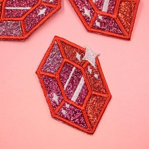 Gem Glitter Embroidered Patches | Glittery Video Game Crystal Patches ...