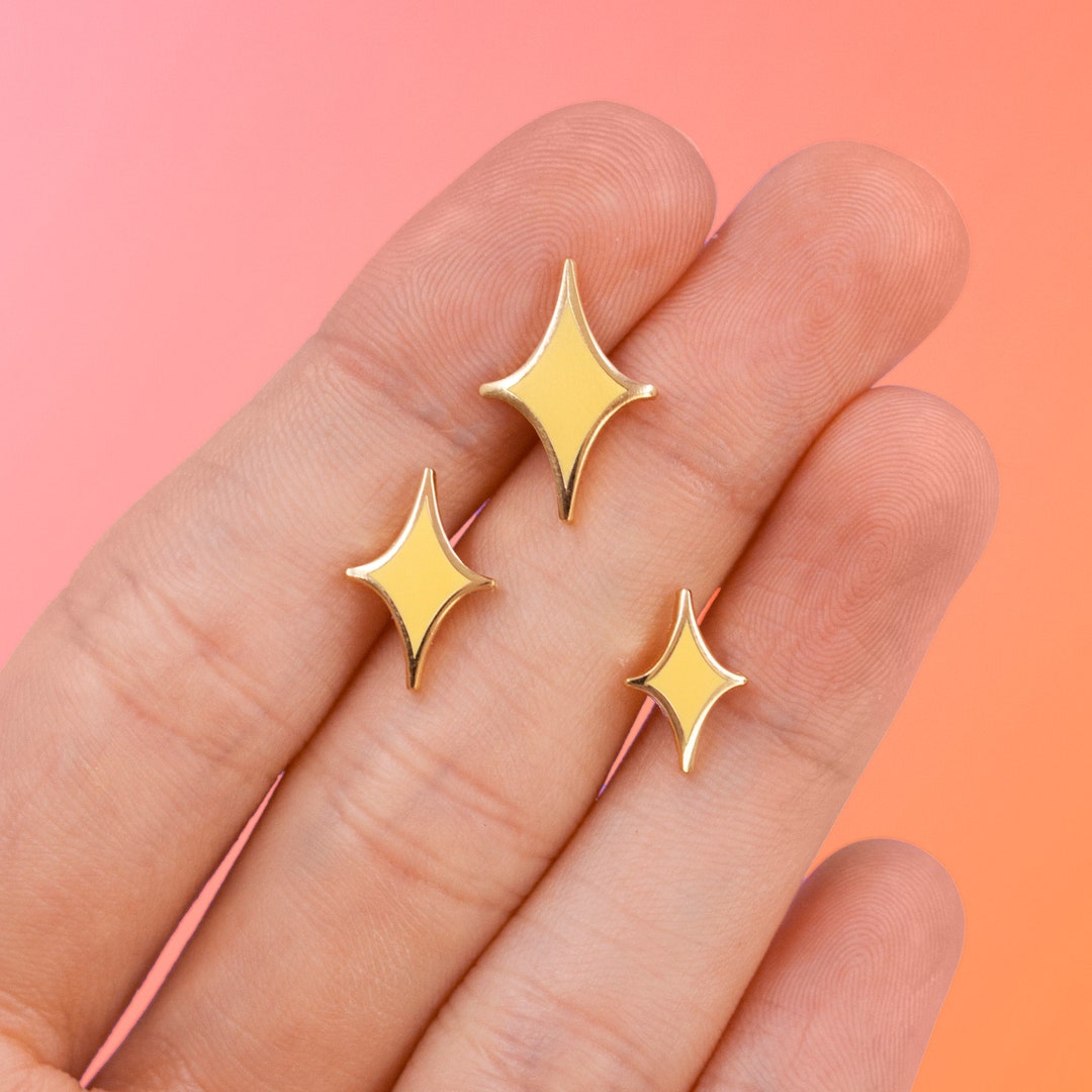 Sparkle Pin Set Cute Sparkly Stars Brooch Set of 3 Shiny Emoji Pin ...