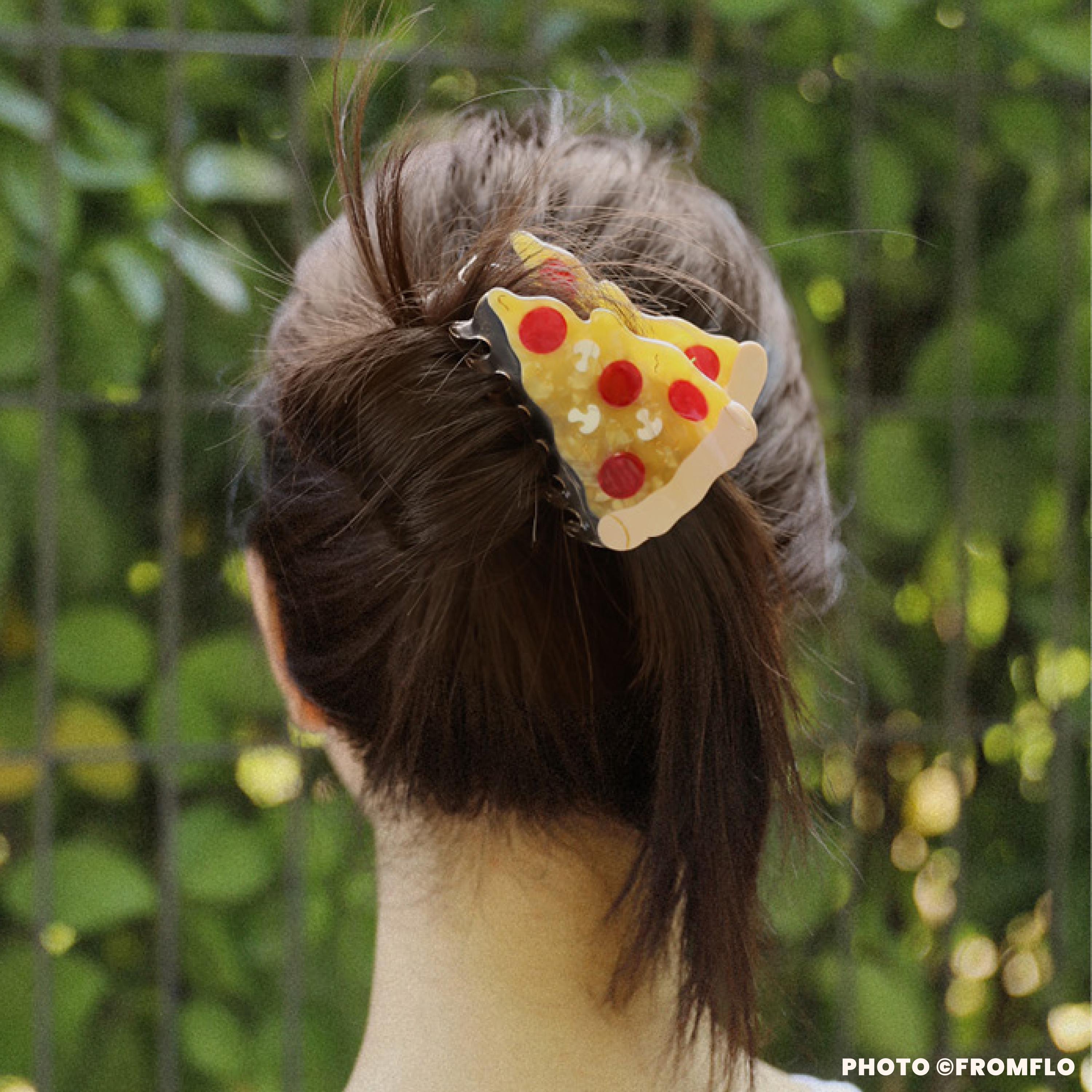 Pepperoni Pizza Lover Acetate Hair Claw Clip | Cheesy Large Fun Grip ...