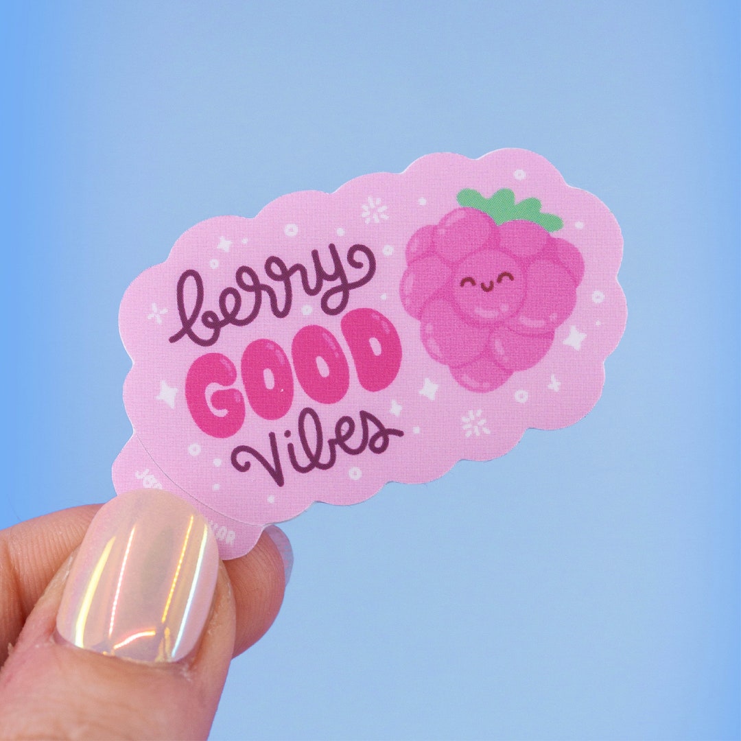 Berry Good Vibes Raspberry Vinyl Sticker | Cute Fruity Decorative ...