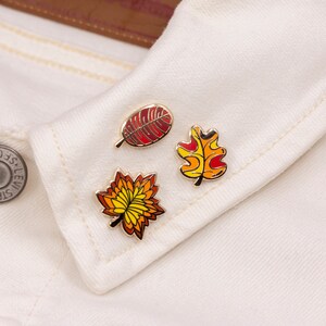 Soft Fall PIN Set Pretty Orange Fall Septembre Leaves Set of 3 Nature ...