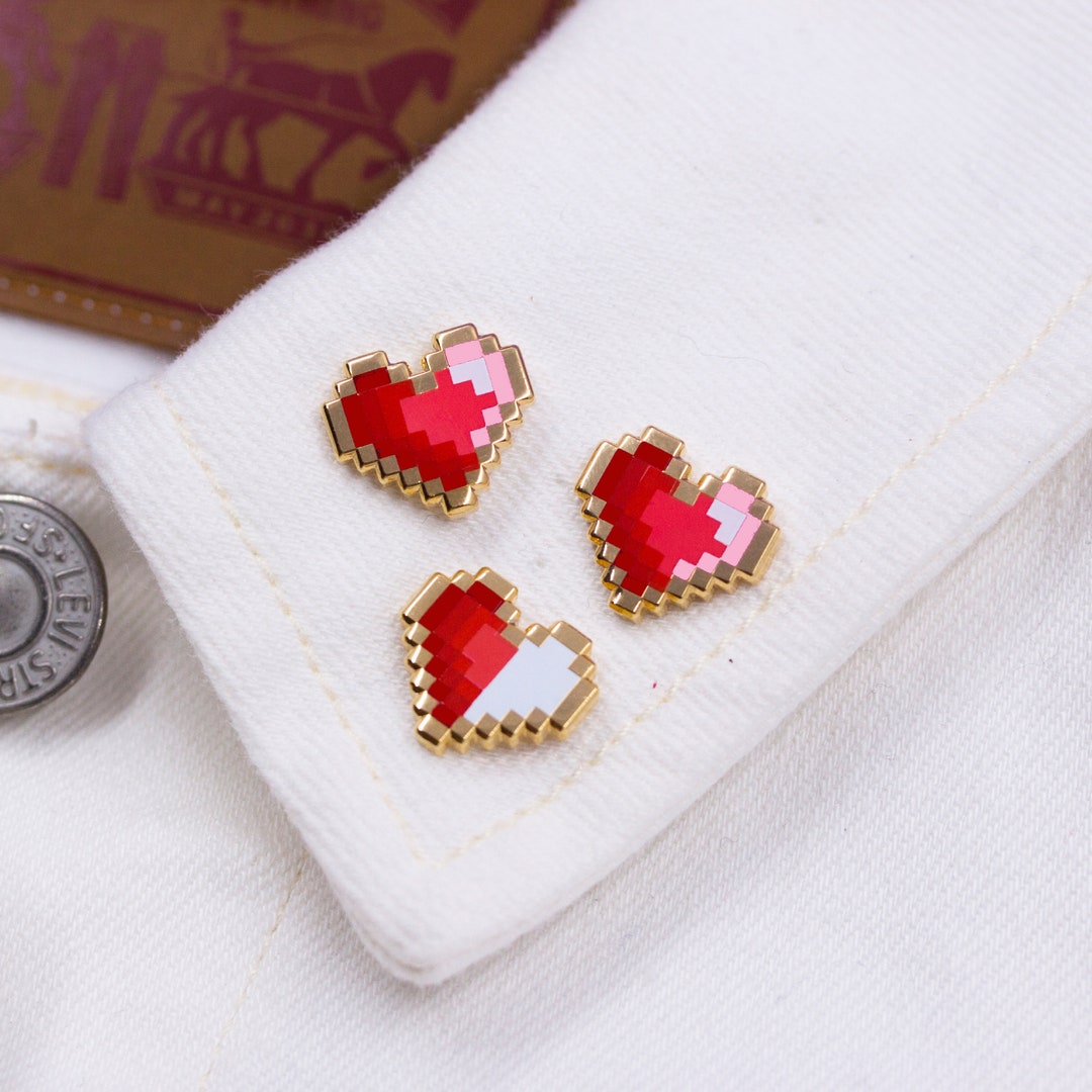 Pixel Heart Pin Set Cute Pixelated Hearts Full Half or Empty Heart ...