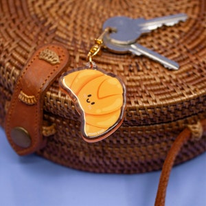 Paris Kawaii Croissant Acrylic Keychain,illustration Bakery Parisian ...