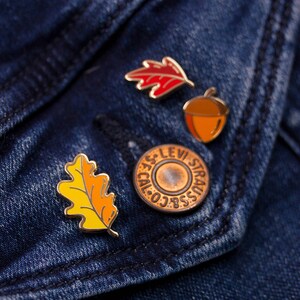 Fall PIN Set Cute Automnal Leaves Maple Nut Walnut Red Leaf Brooch ...
