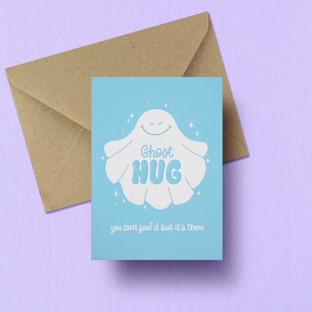 Ghost Hug Card | Cute Kawaii Ghostly Hug Postcard | Friend - Best ...