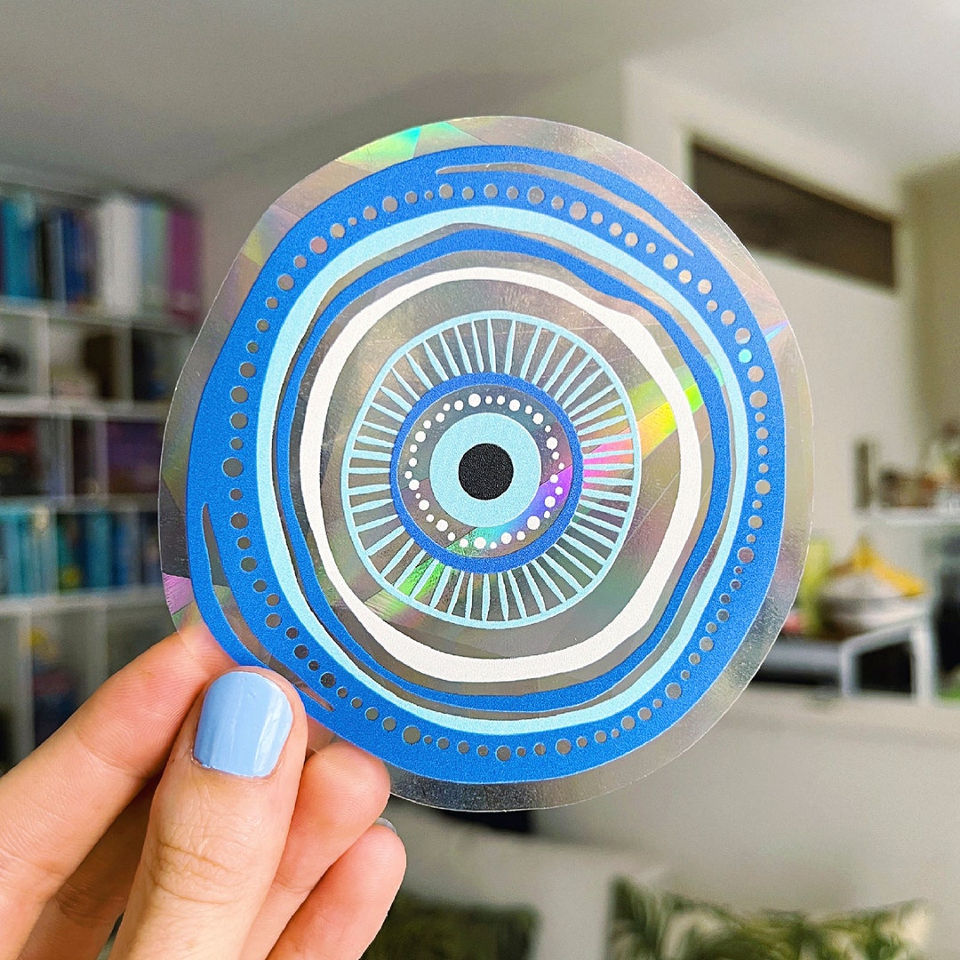 Nazar Evil Eye Rainbow Suncatcher Decal | Greek Eye Statement | Window ...