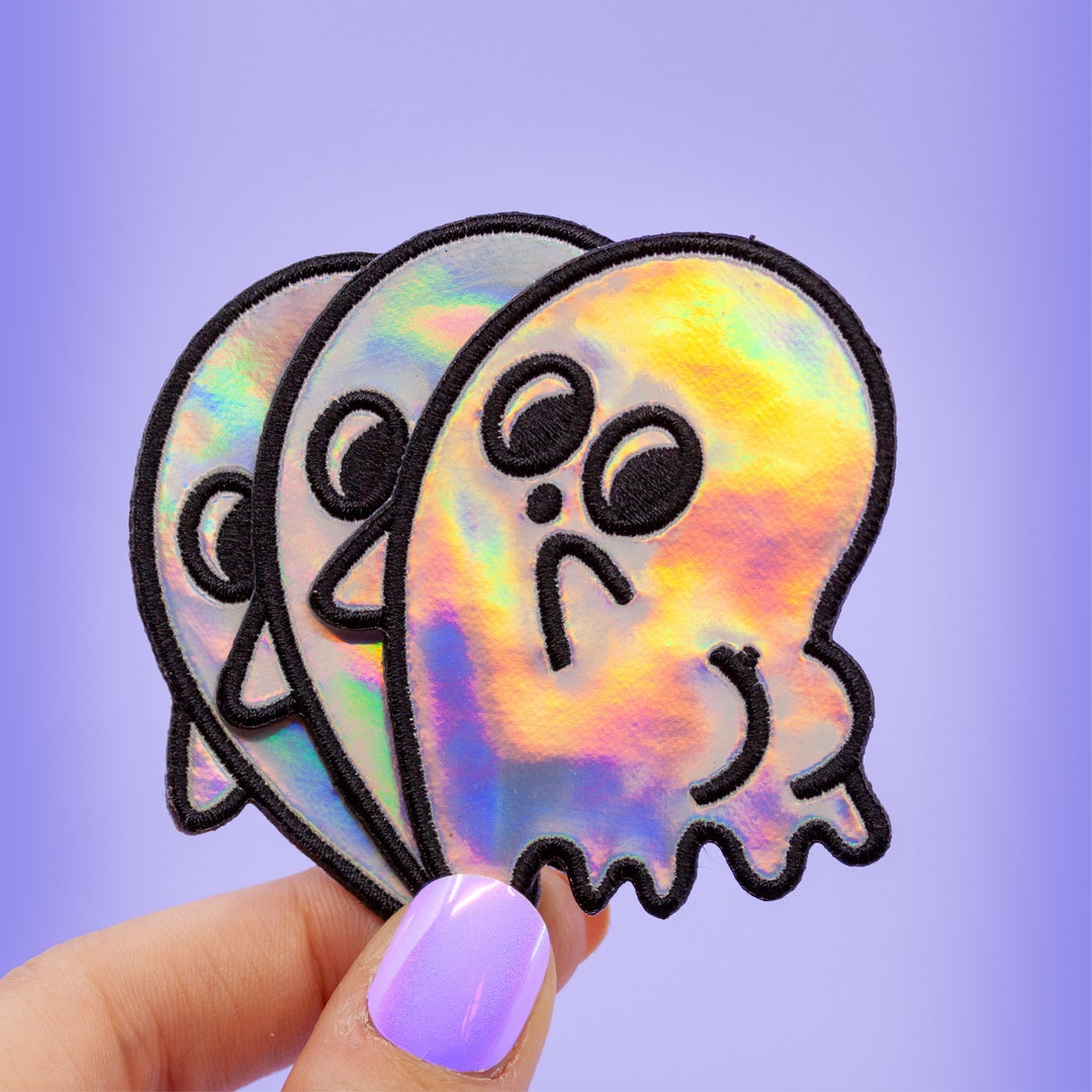 Boootiful Ghost Holographic Patch | Embroidered Holo Decorative Jacket ...