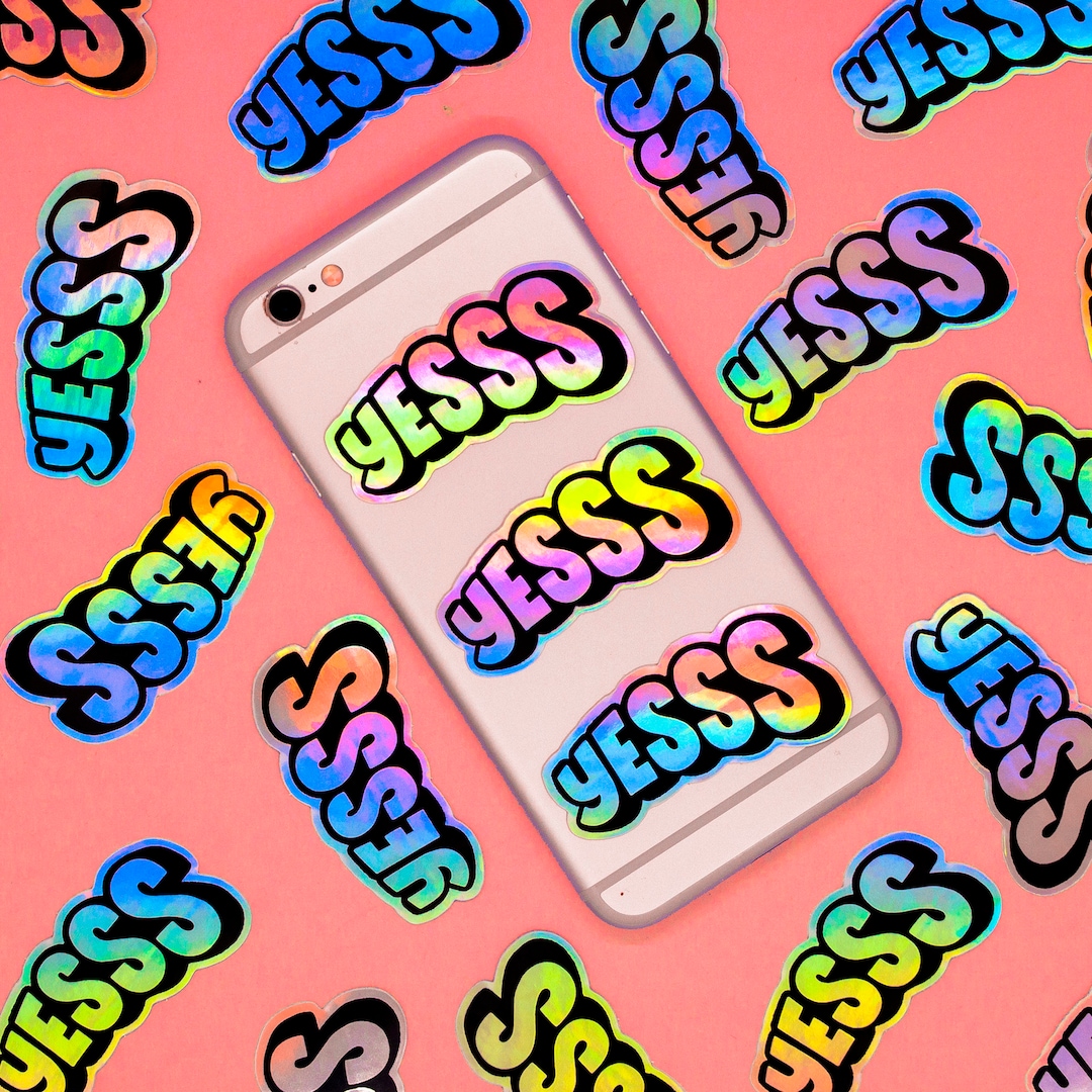 YESSSS Holographic Stickers | Raibow Holographic Cute Sticker for ...