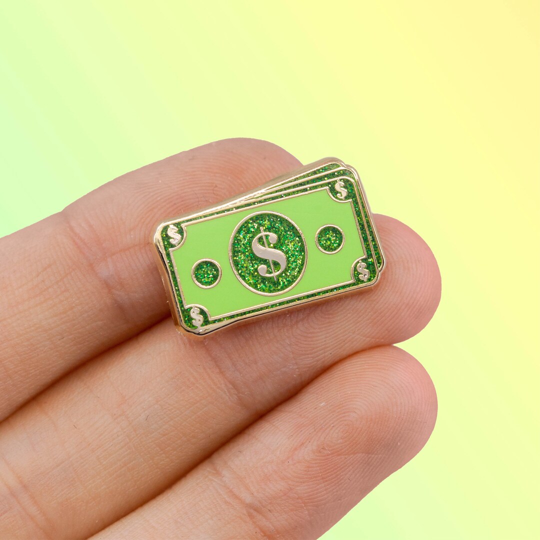 Manifesting Glitter Dollar Bill Pin Cash Glittery Manifestion Fame ...