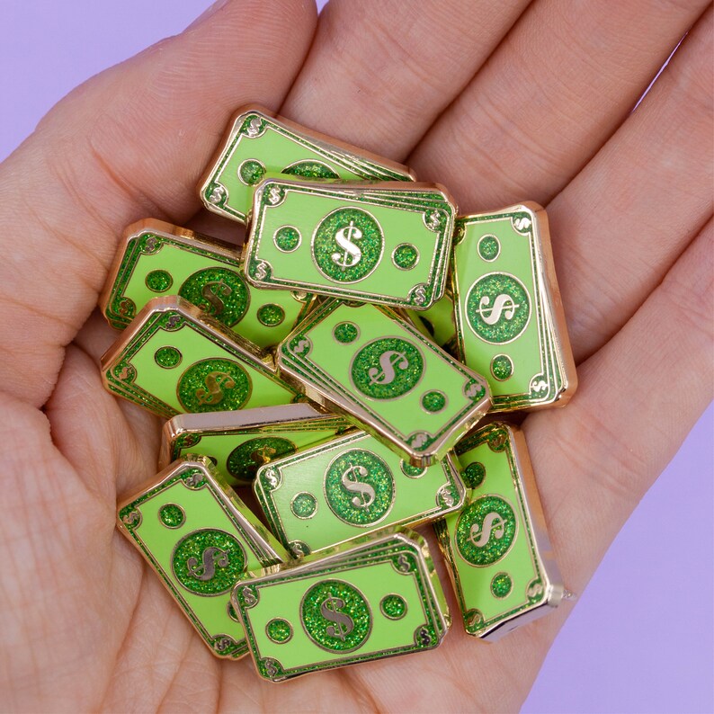 Manifesting Glitter Dollar Bill Pin Cash Glittery - Etsy