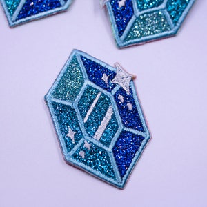 Gem Glitter Embroidered Patches | Glittery Video Game Crystal Patches ...
