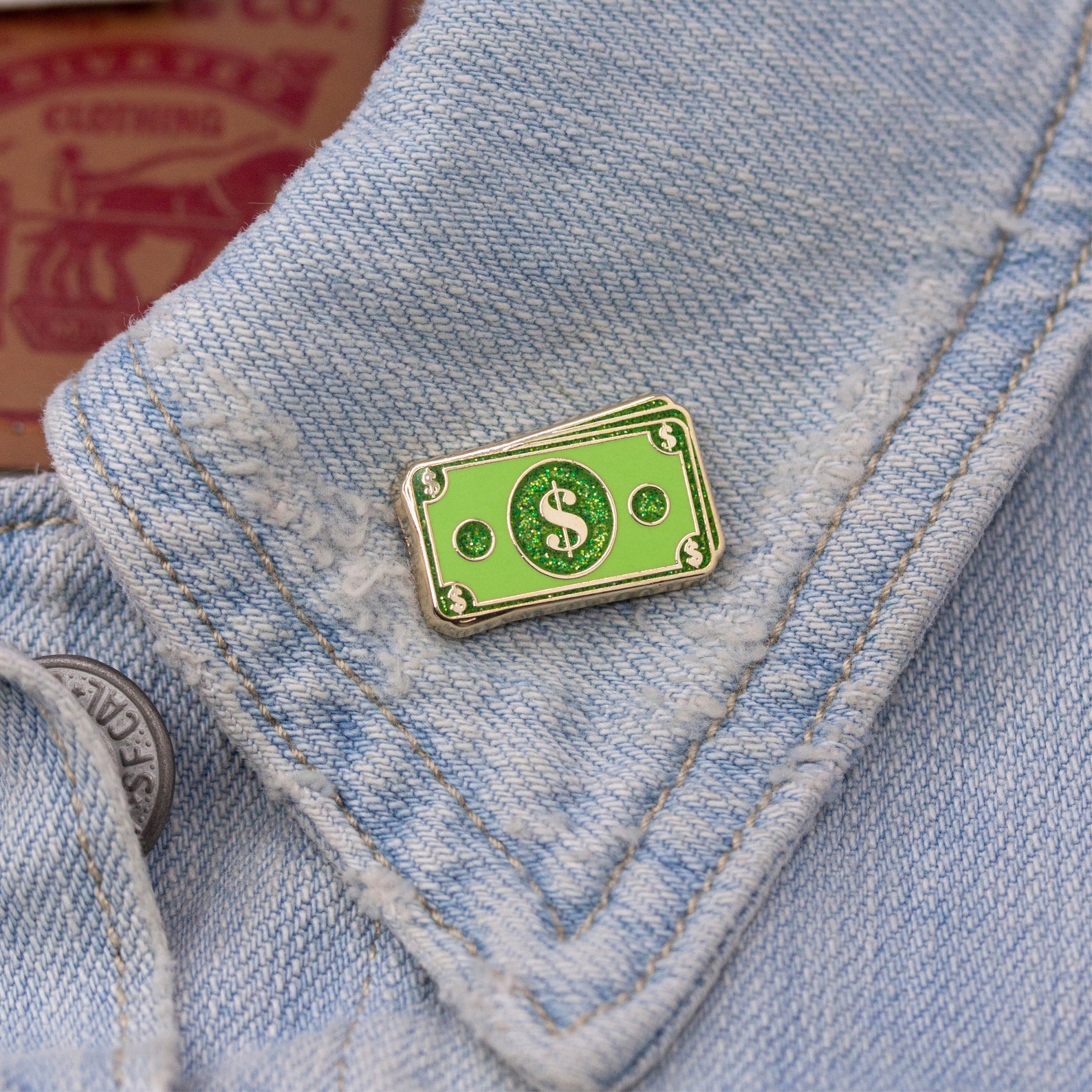 Manifesting Glitter Dollar Bill Pin Cash Glittery - Etsy