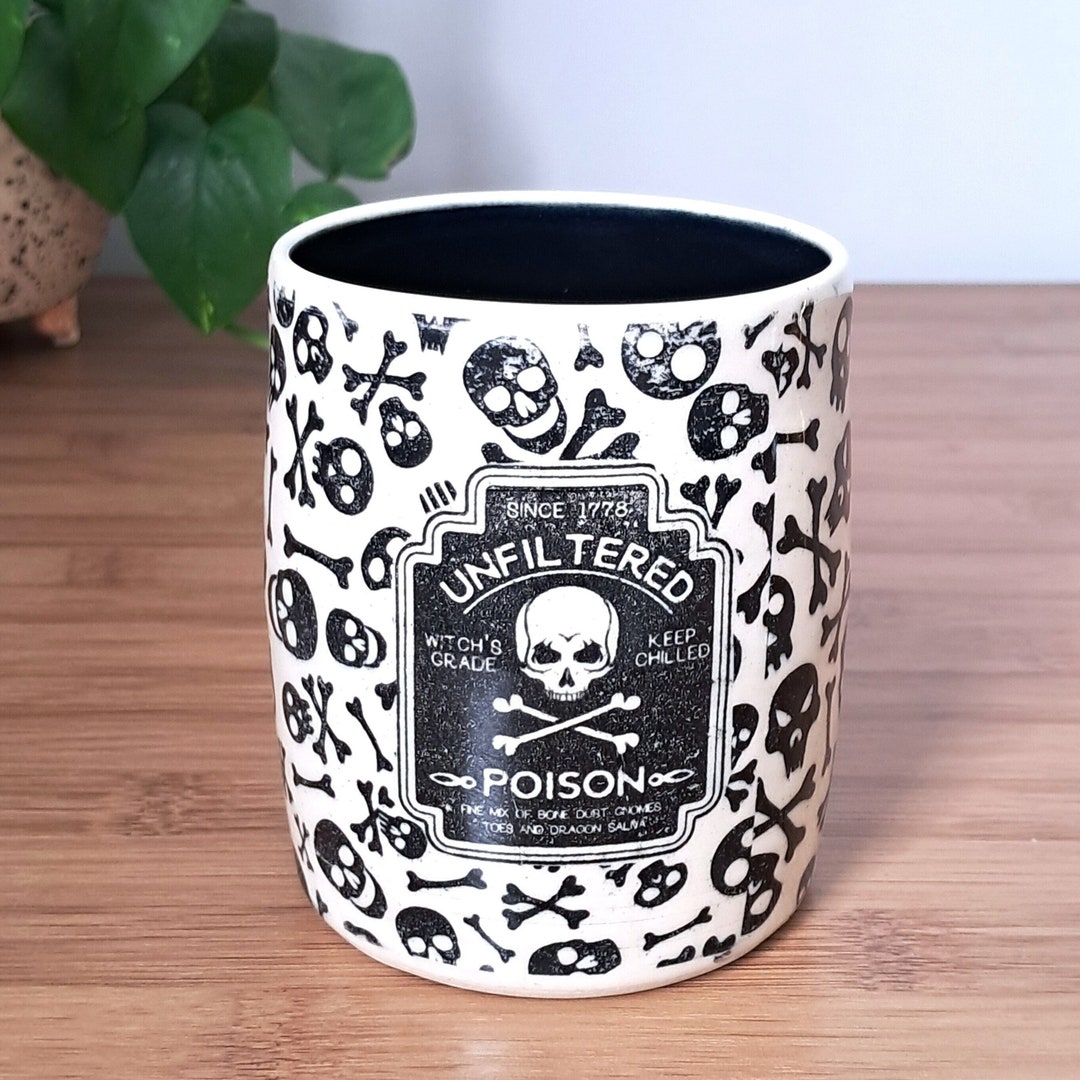 Skull Cup Poison Cup Halloween Cup 14 OZ Cup Ceramic Cup Pottery Cup ...