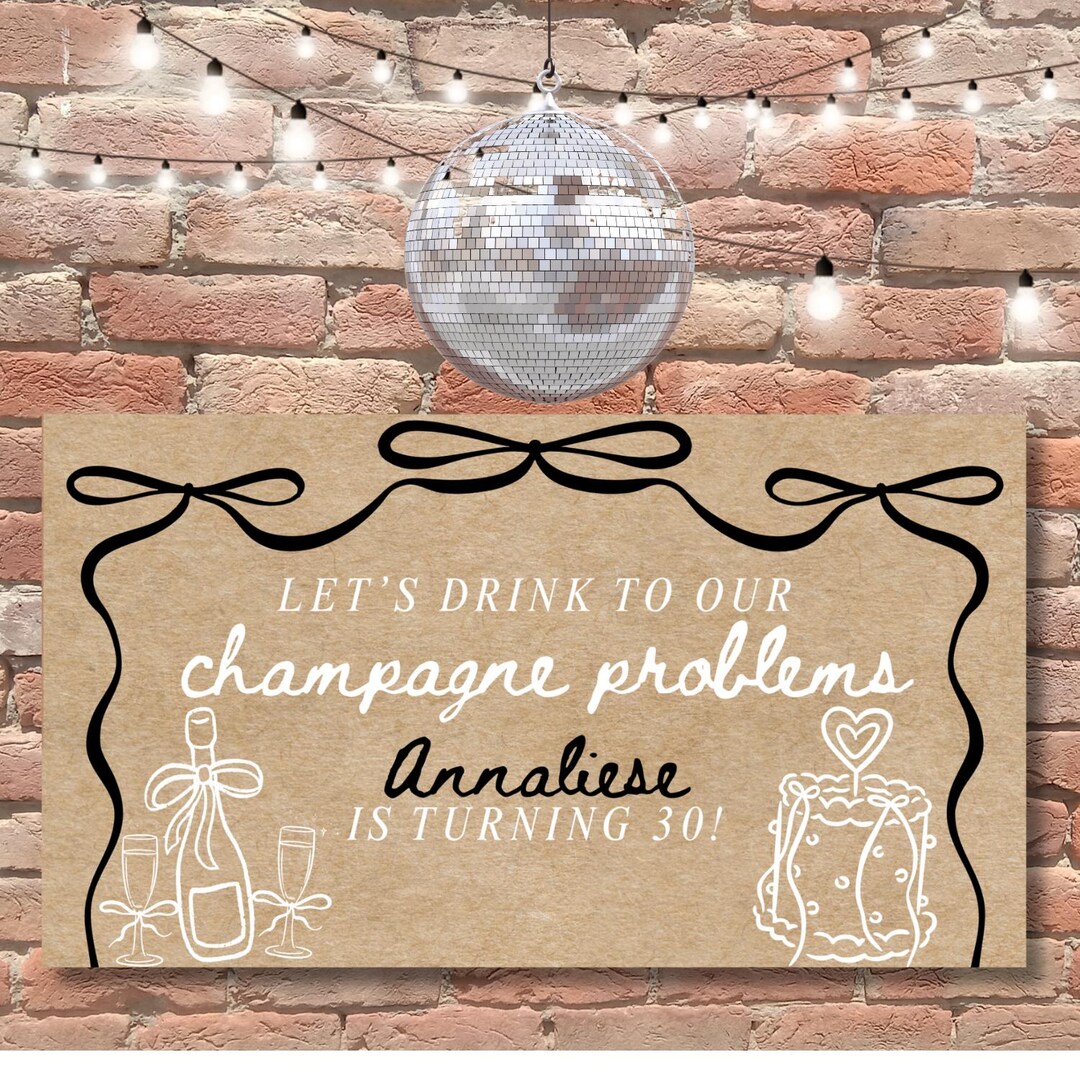 Champagne Problems Birthday Banner Template - Etsy