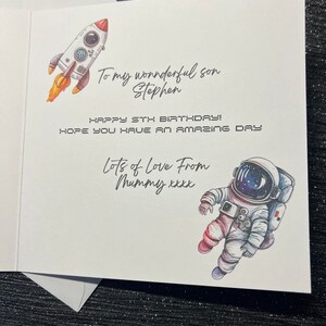 Space Theme Birthday Card, Astronaut, Rockets, Planet - Etsy