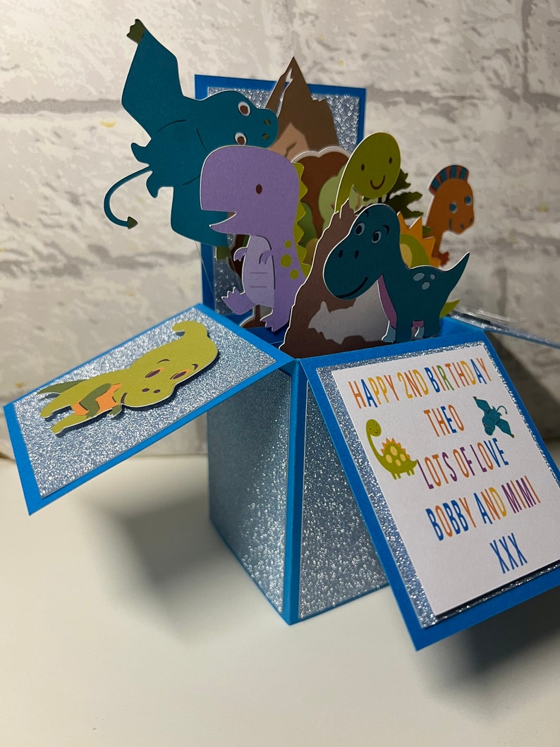 Handmade Dinosaur Pop up Box Card, Personalized Birthday Card - Etsy UK