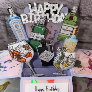 Gin Birthday Pop up Box Card, 18th Birthday, 21st Birthday, Handmade ...