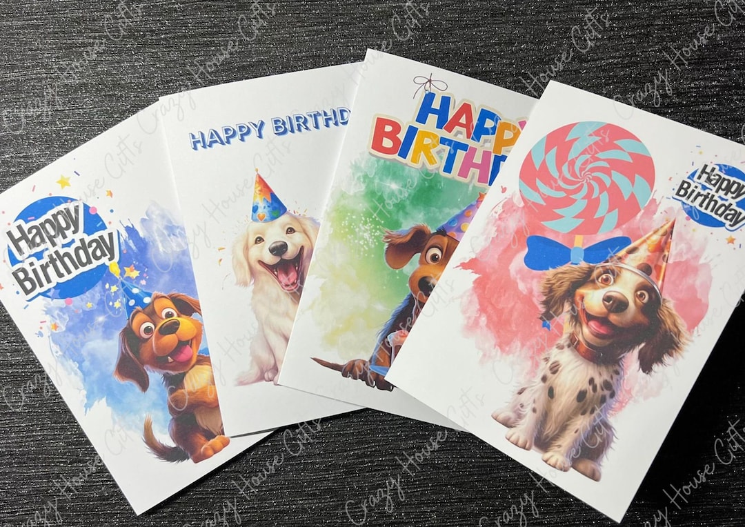 Birthday Card Packs, Dog Birthday Cards, Dog Design, Dog Theme Birthday ...