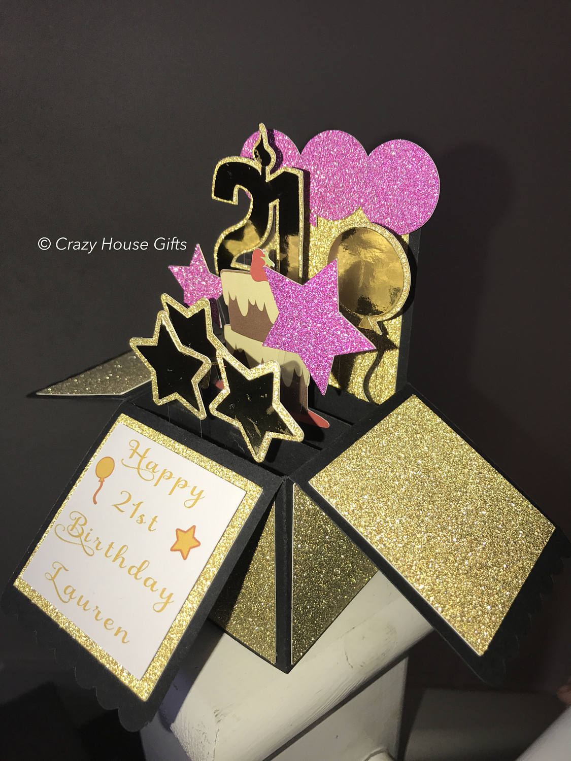 Birthday Pop up Box Card, 21st Birthday, Handmade Cards, Personalised ...